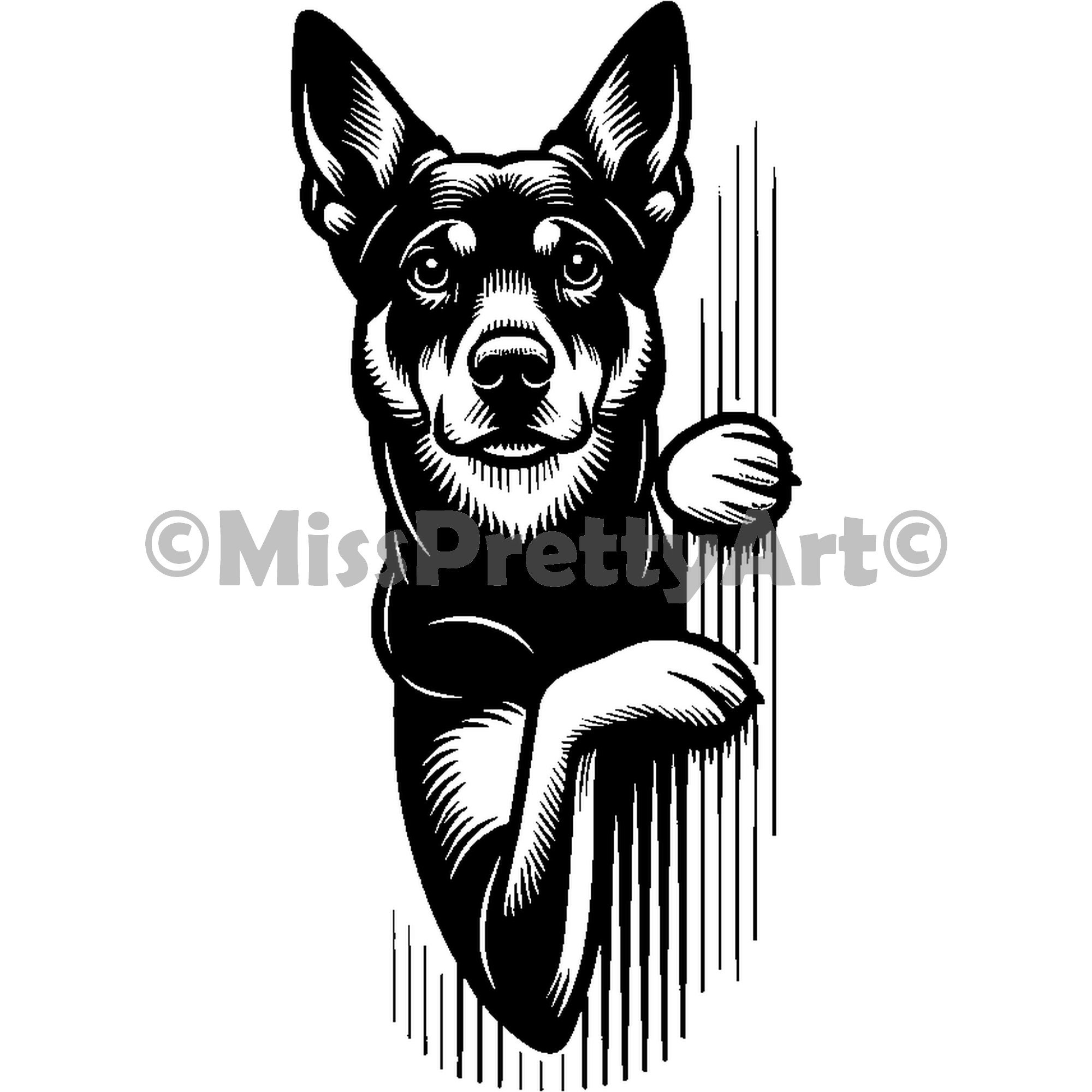 Peeking Kelpie Dog Svg , Dxf, Png, Eps High Quality Design Instant ...