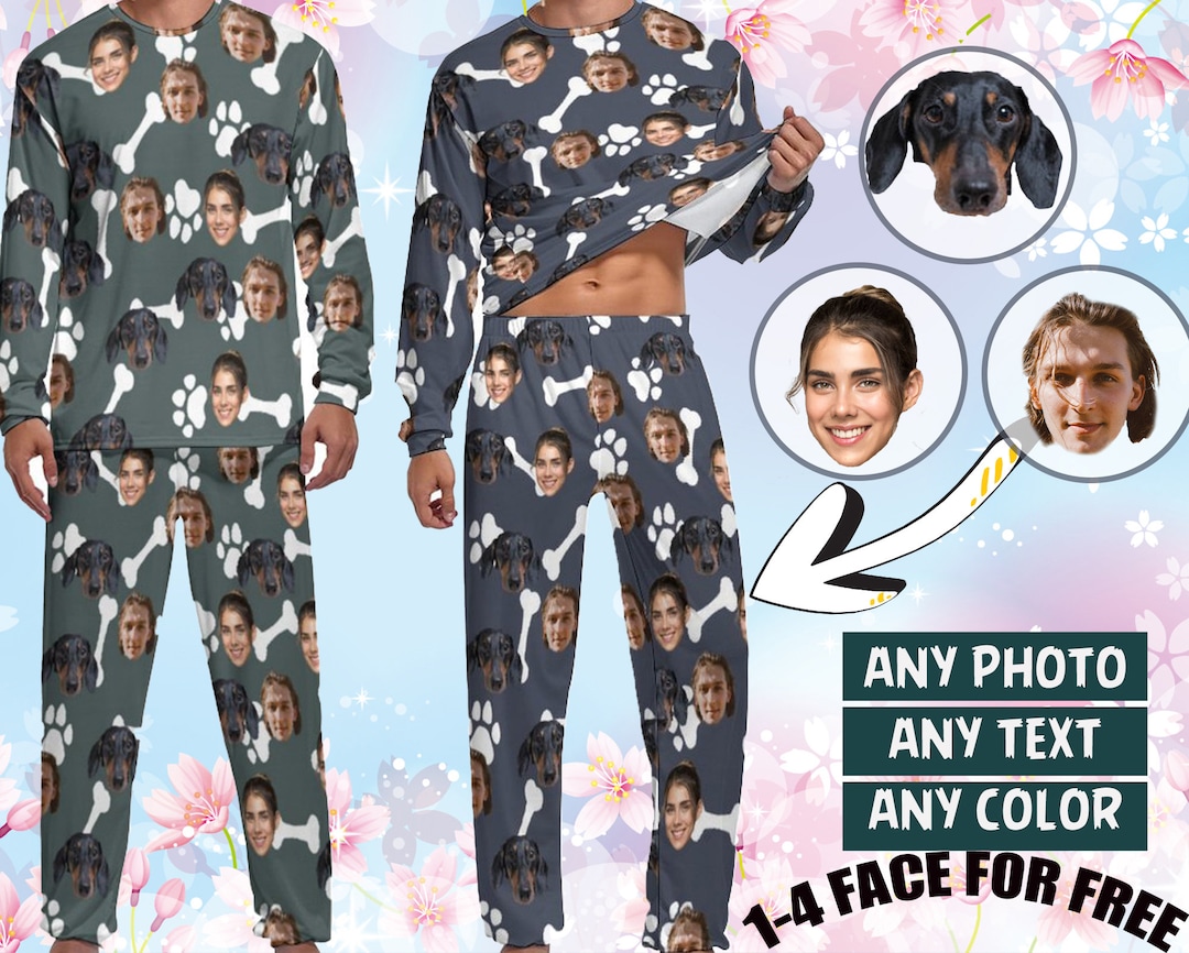 Men's Pajamas custom Pajama Set With Face Personalized - Etsy