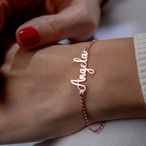 14k Gold Name Bracelet, Gold Personalized Name Bracelet, Mother's Day ...
