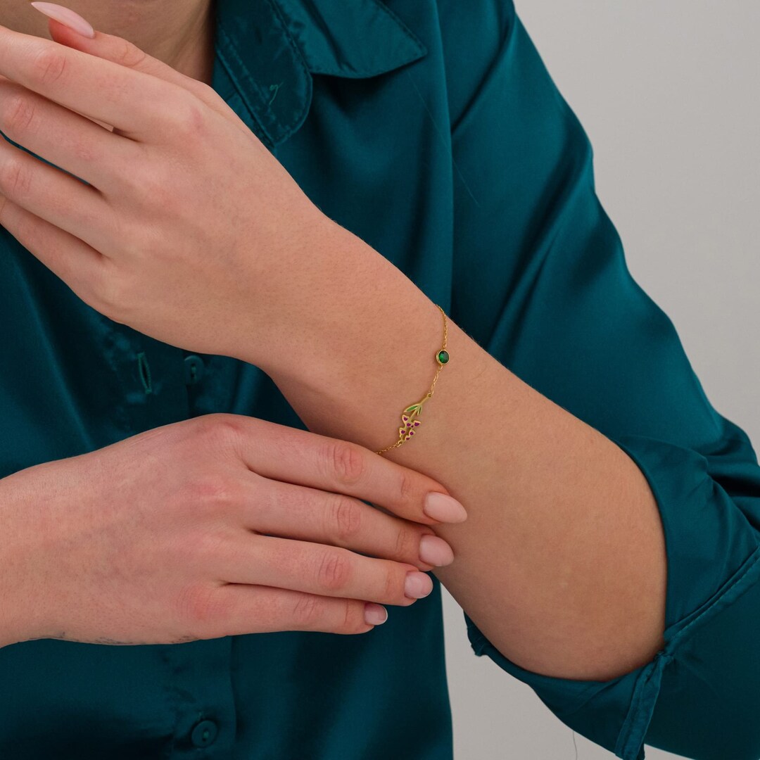 Custom Birth Flower Bracelet, Personalized Birthstone Bracelet ...