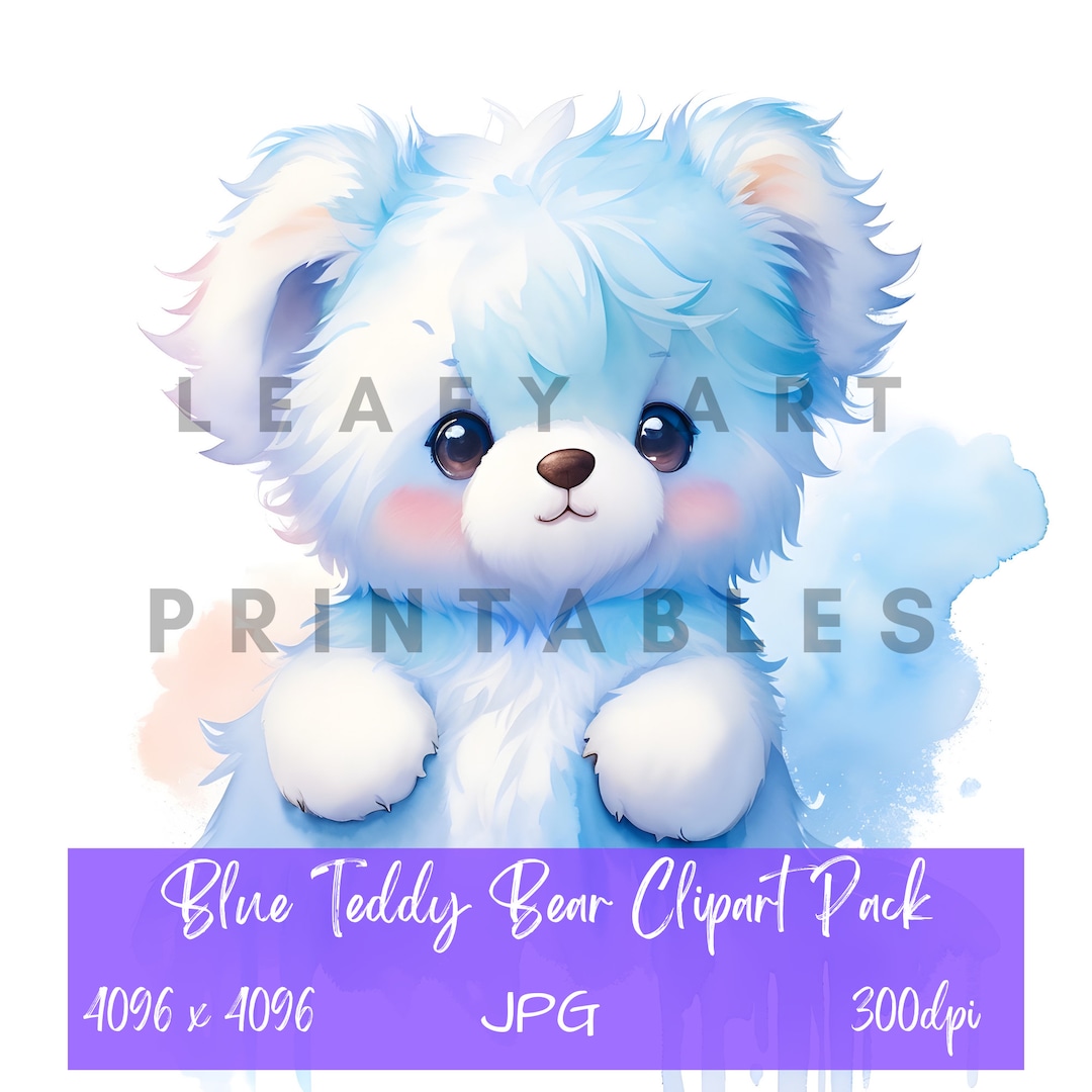Cute Blue Teddy Bear Clipart Pack, 16 High Quality Jpgs, Commercial ...
