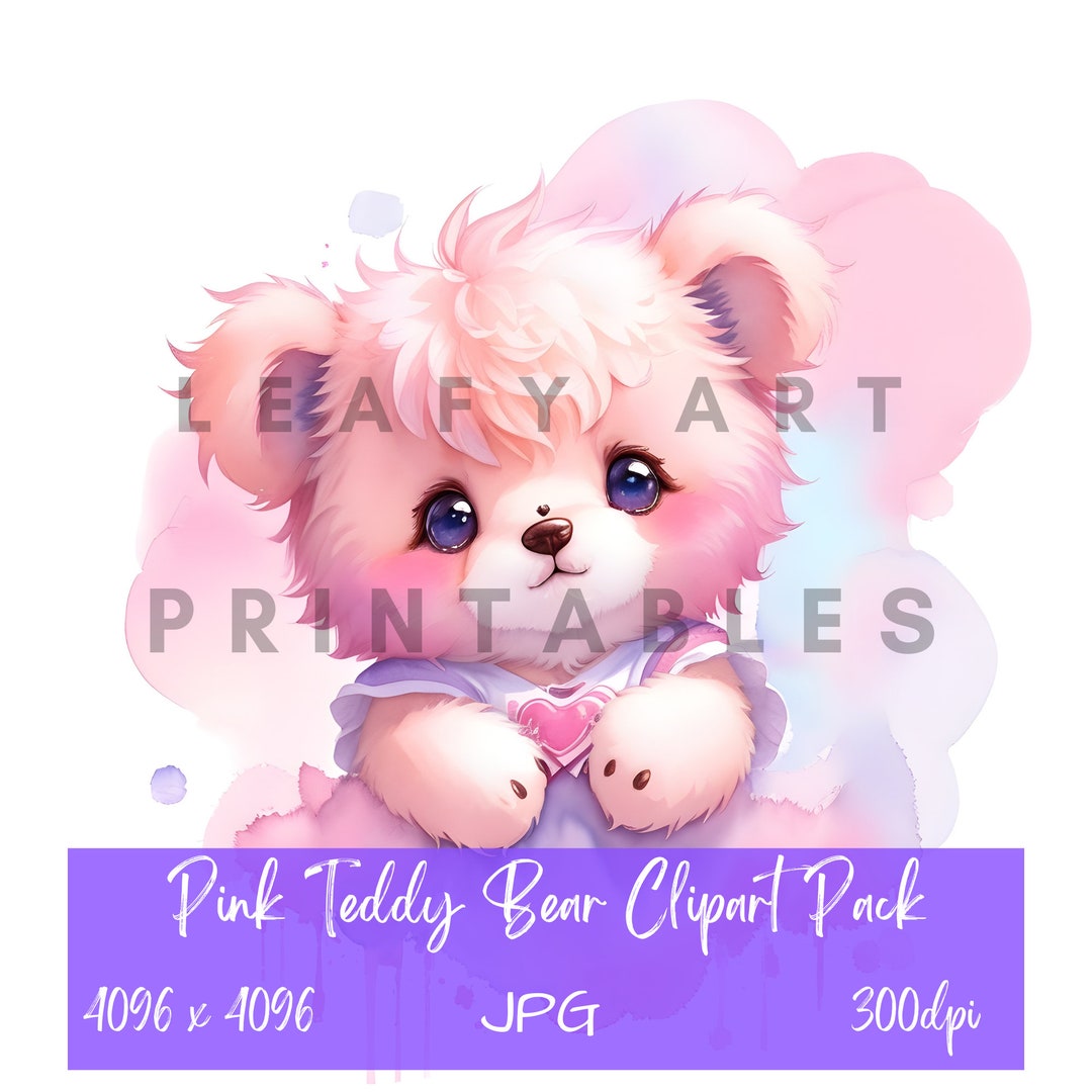 Cute Pink Teddy Bear Clipart Pack, 12 High Quality Jpgs, Commercial ...