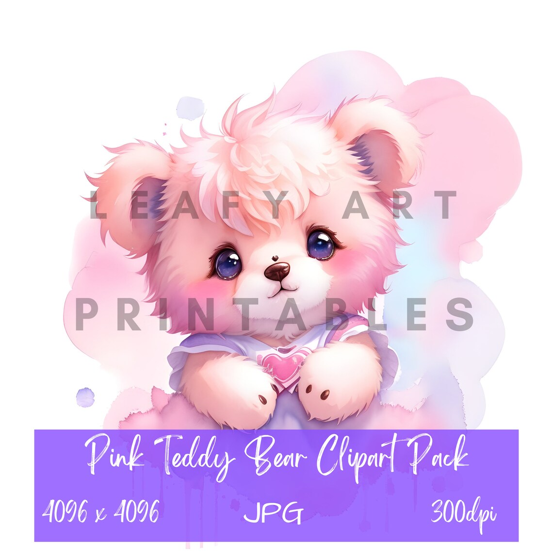 Cute Pink Teddy Bear Clipart Pack, 12 High Quality Jpgs, Commercial ...