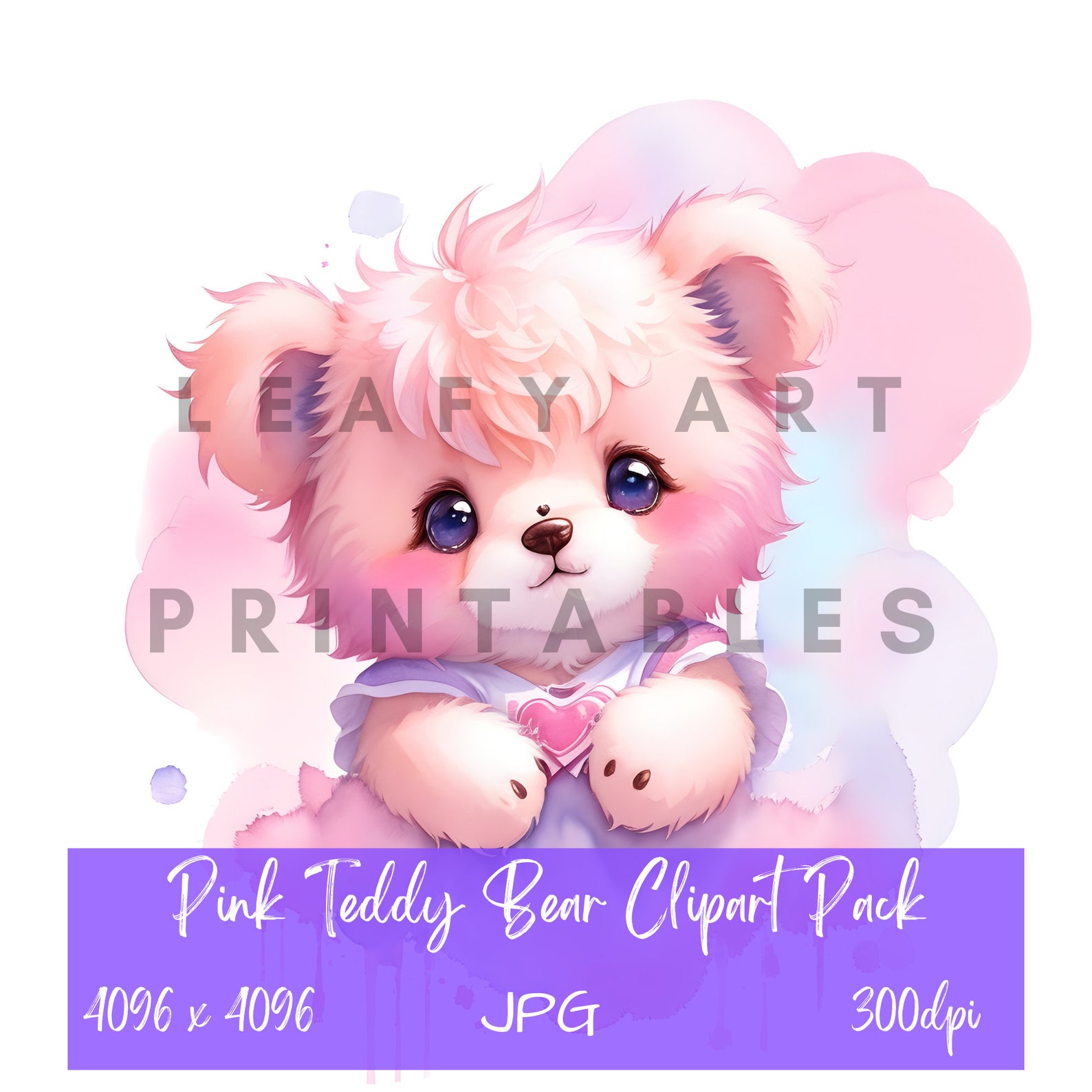Cute Pink Teddy Bear Clipart Pack, 12 High Quality Jpgs, Commercial ...