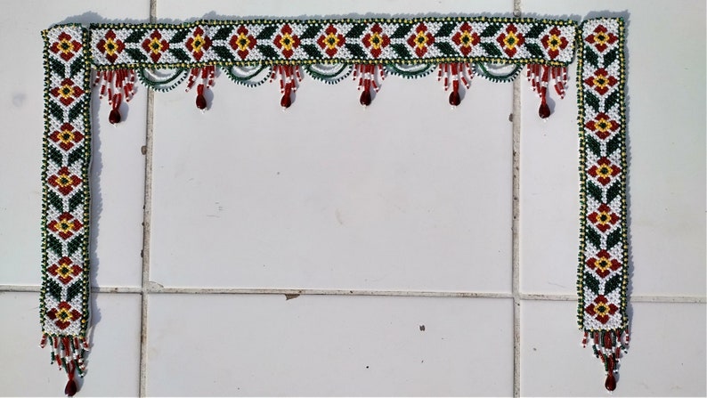 Hand Made Multicolour Moti Beads Temple Toran , Traditional Gujarati ...