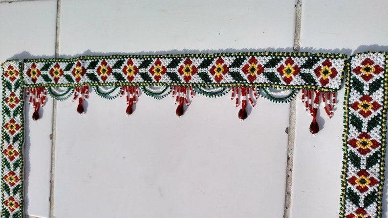Hand Made Multicolour Moti Beads Temple Toran , Traditional Gujarati ...