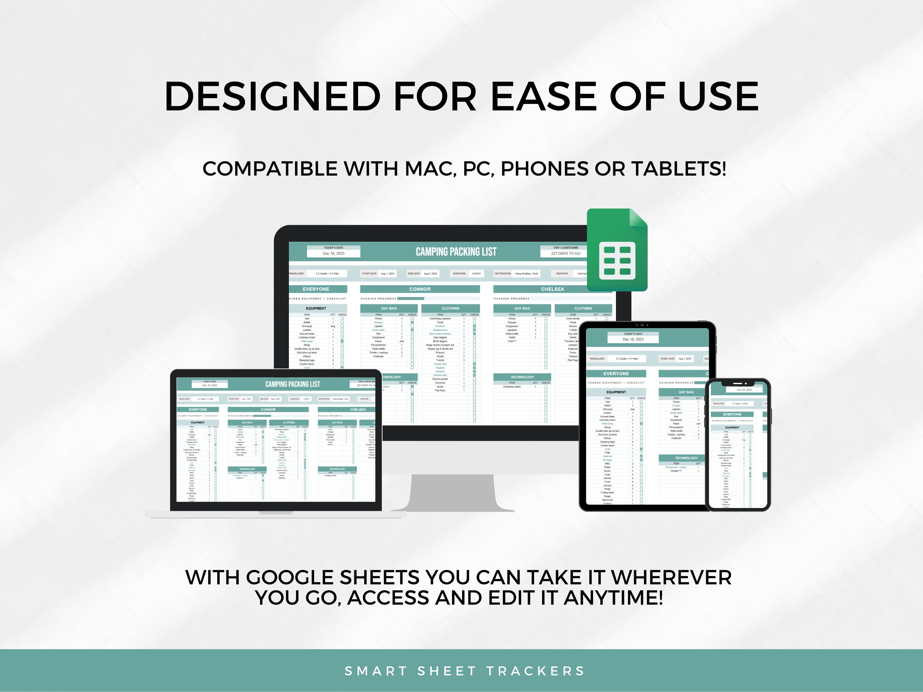 CAMPING Packing List Spreadsheet Template for Google Sheets, Packing ...