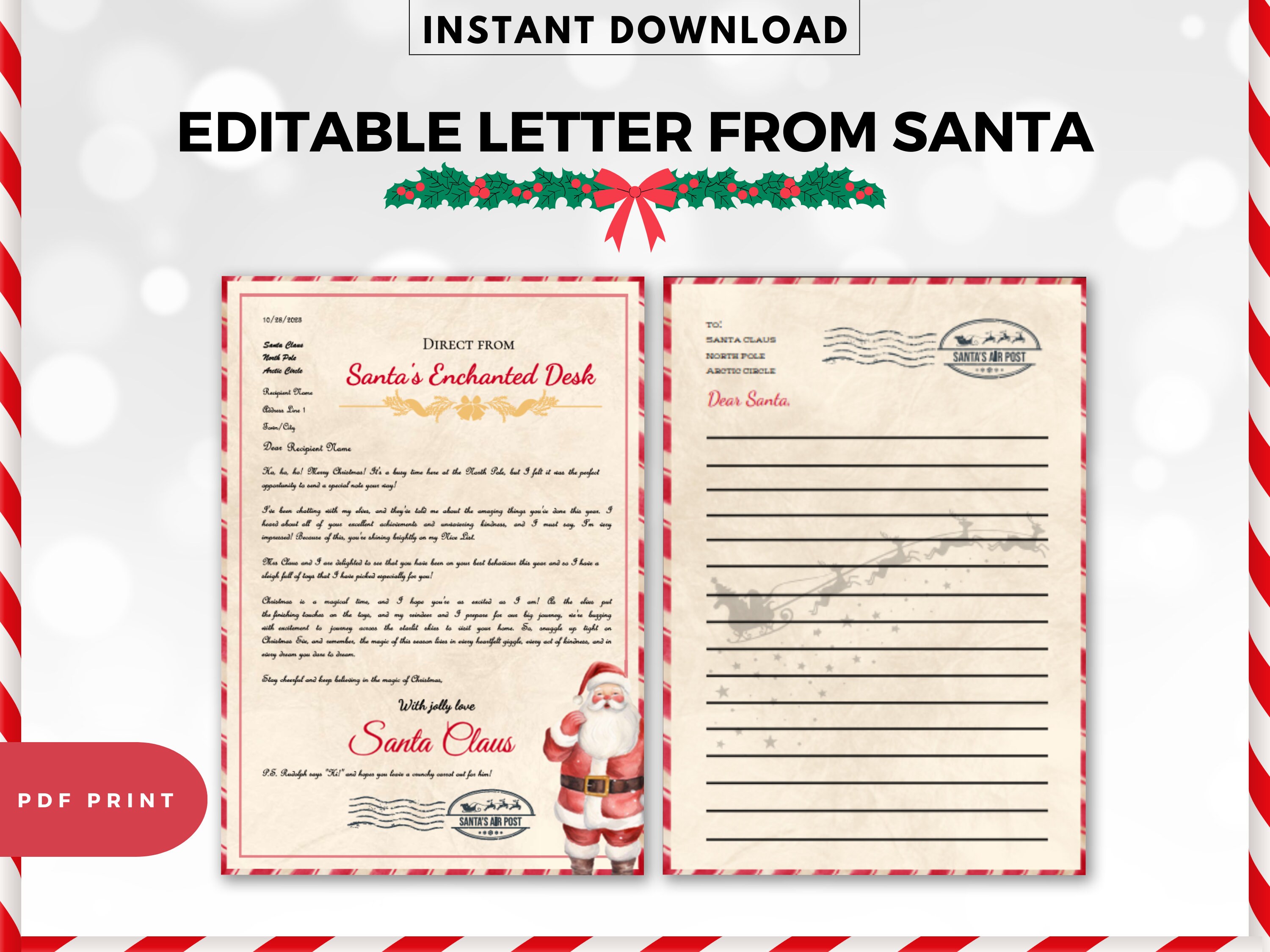 Editable Personalized Letter From Santa Claus, Editable Letter From ...