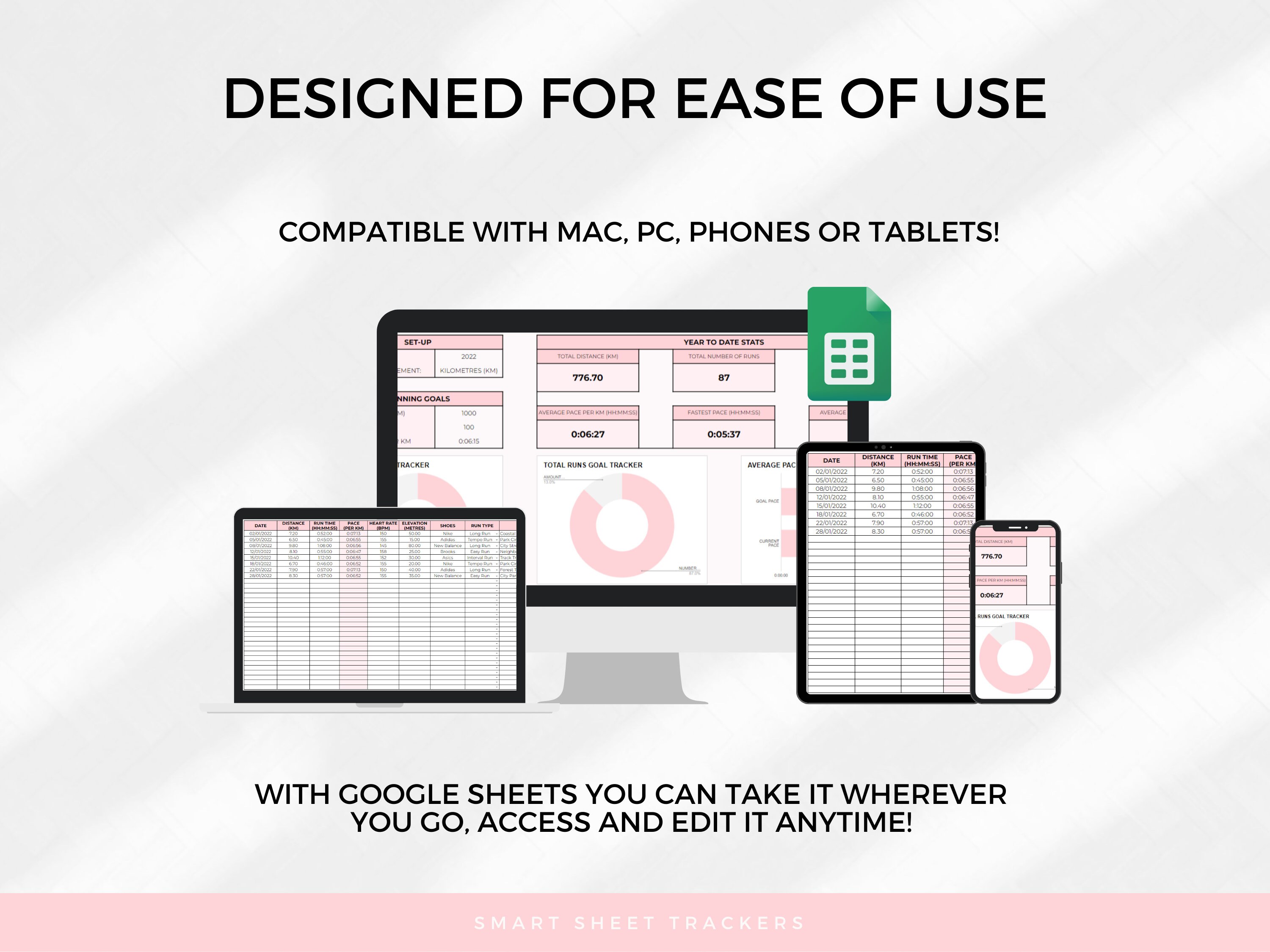 ULTIMATE Digital Running Log Spreadsheet Template for Google Sheets ...