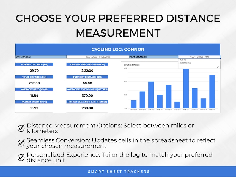 Digital Cycling Log Spreadsheet Template for Google Sheets - Blue ...