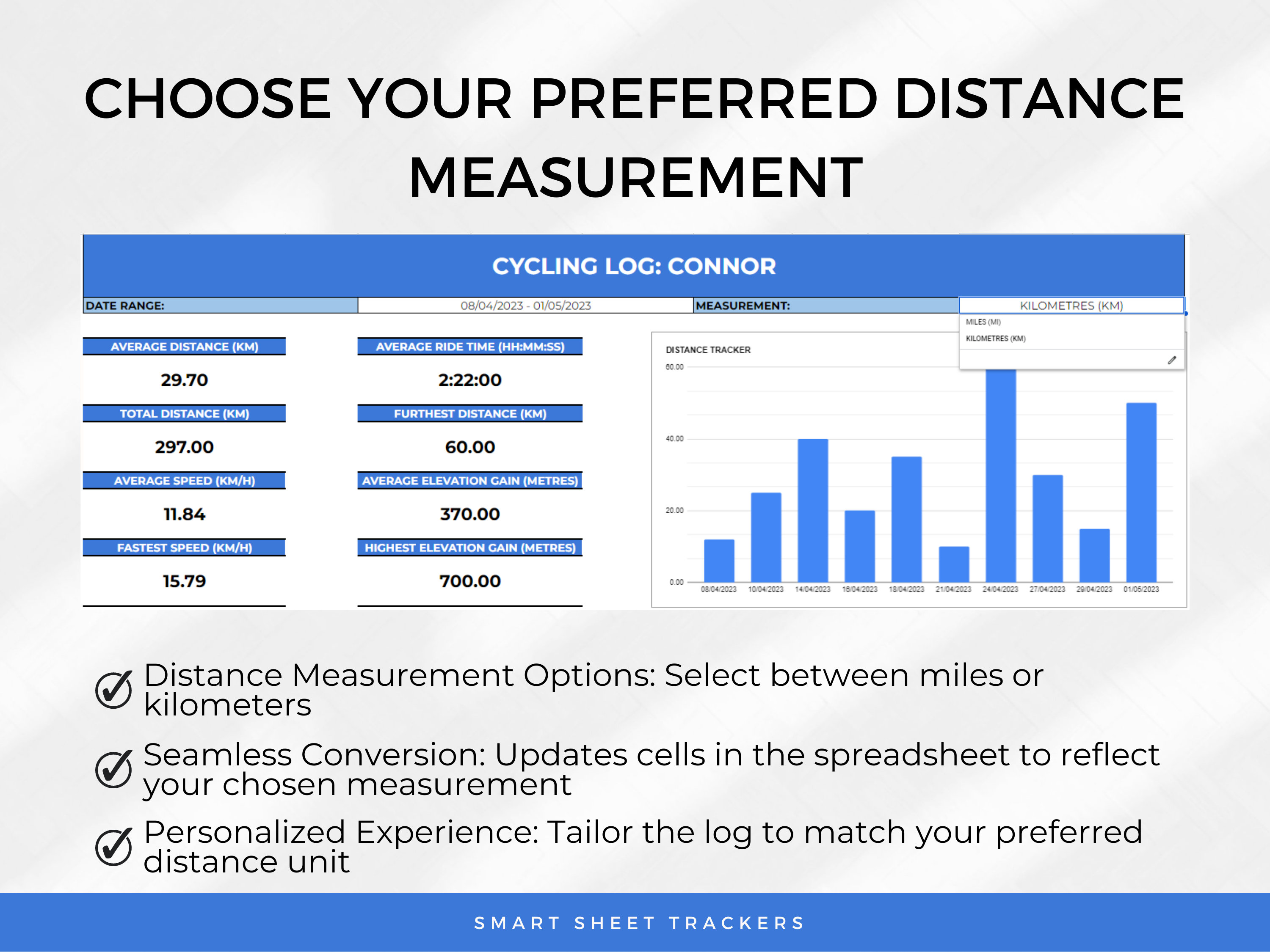 Digital Cycling Log Spreadsheet Template for Google Sheets - Blue ...