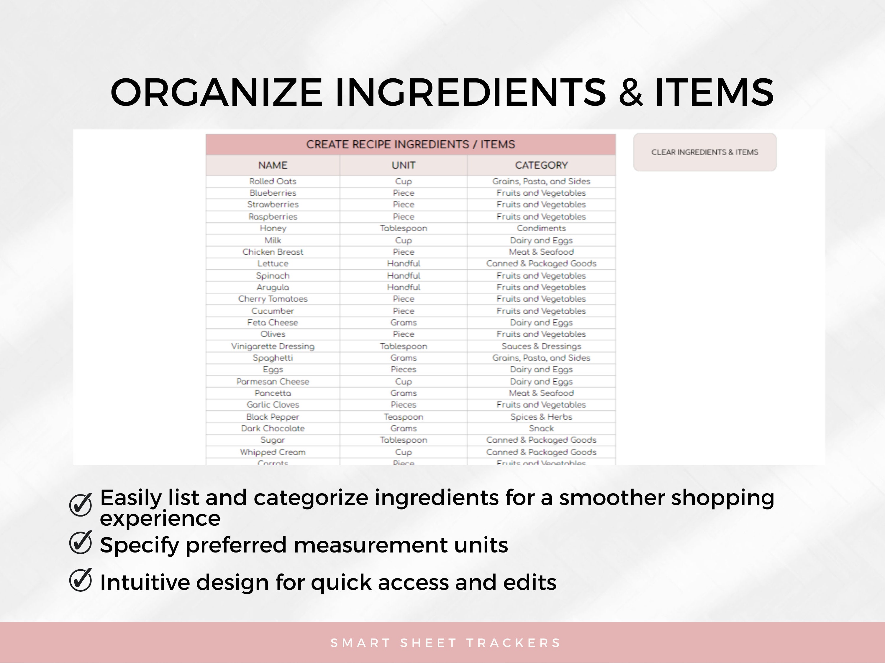 Weekly Meal Planner Spreadsheet for Google Sheets, Recipe Builder ...
