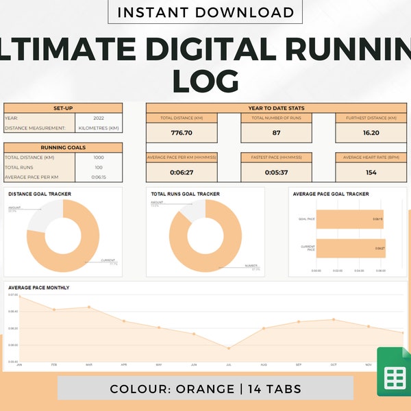 Running Log Excel Template - Etsy