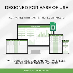 Digital Cycling Log Spreadsheet Template for Google Sheets - Green ...