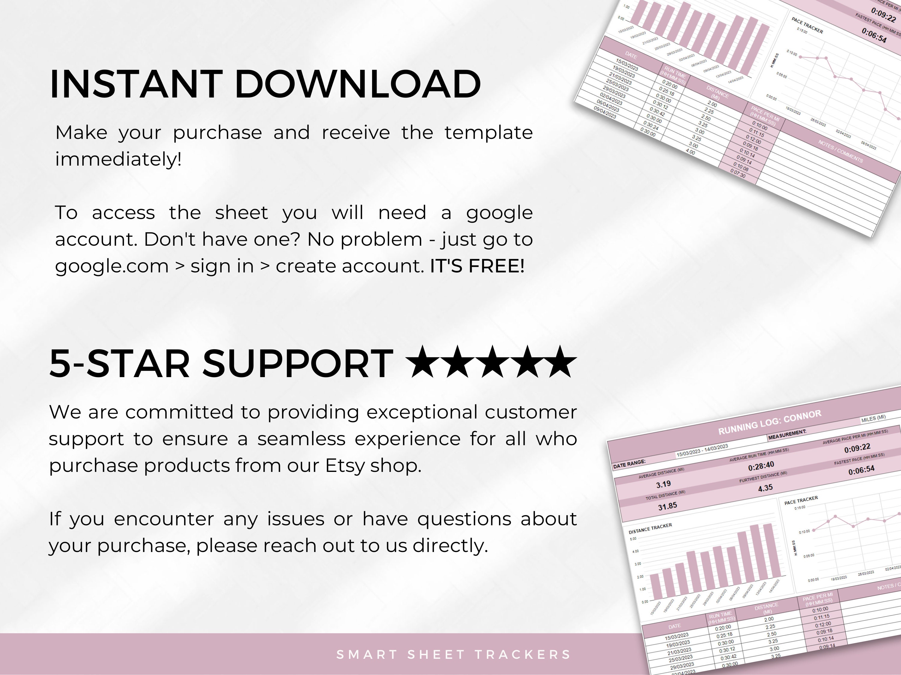 SIMPLE Digital Running Log Template for Google Sheets - Pink, Running ...