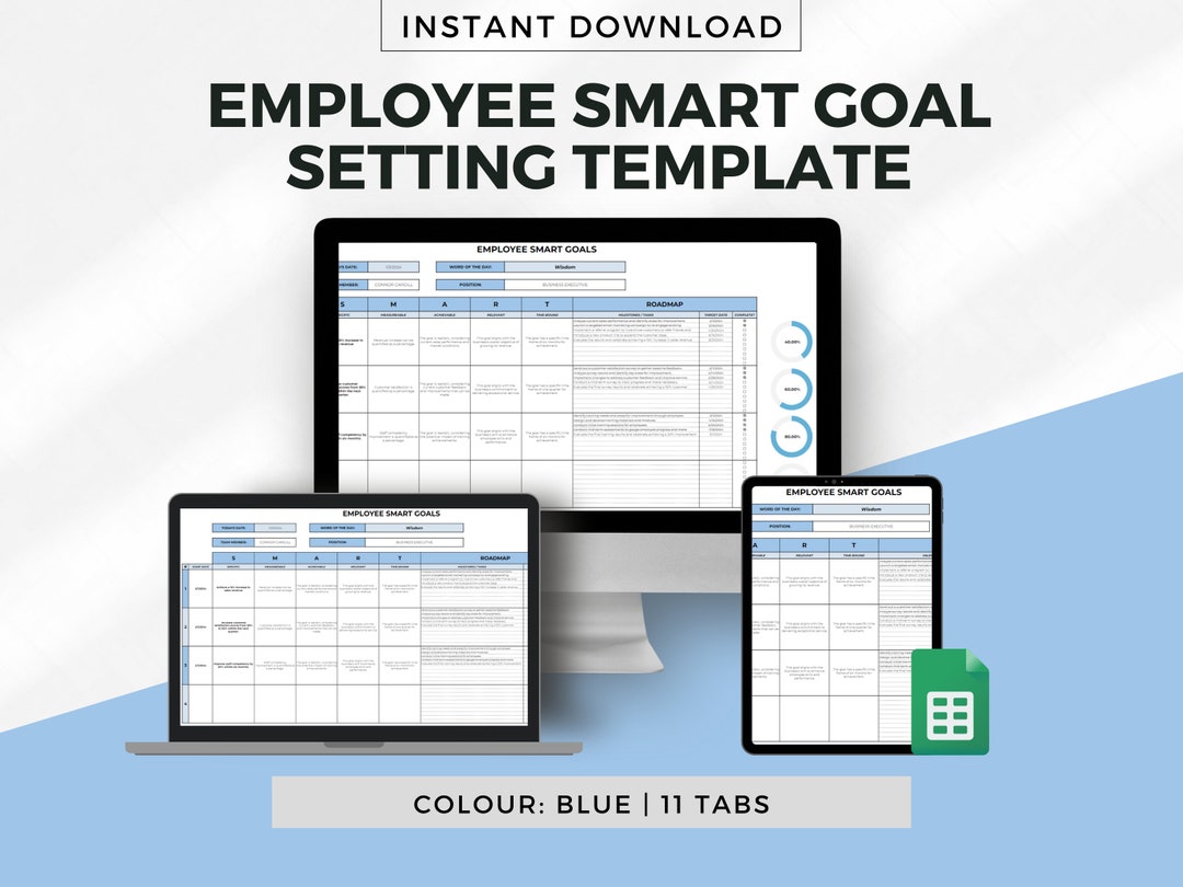 Employee Goal Setting Template for Google Sheets, SMART Goals, Small ...