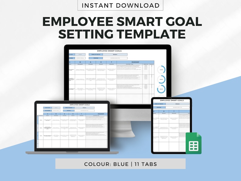 Employee Goal Setting Template for Google Sheets, SMART Goals, Small ...