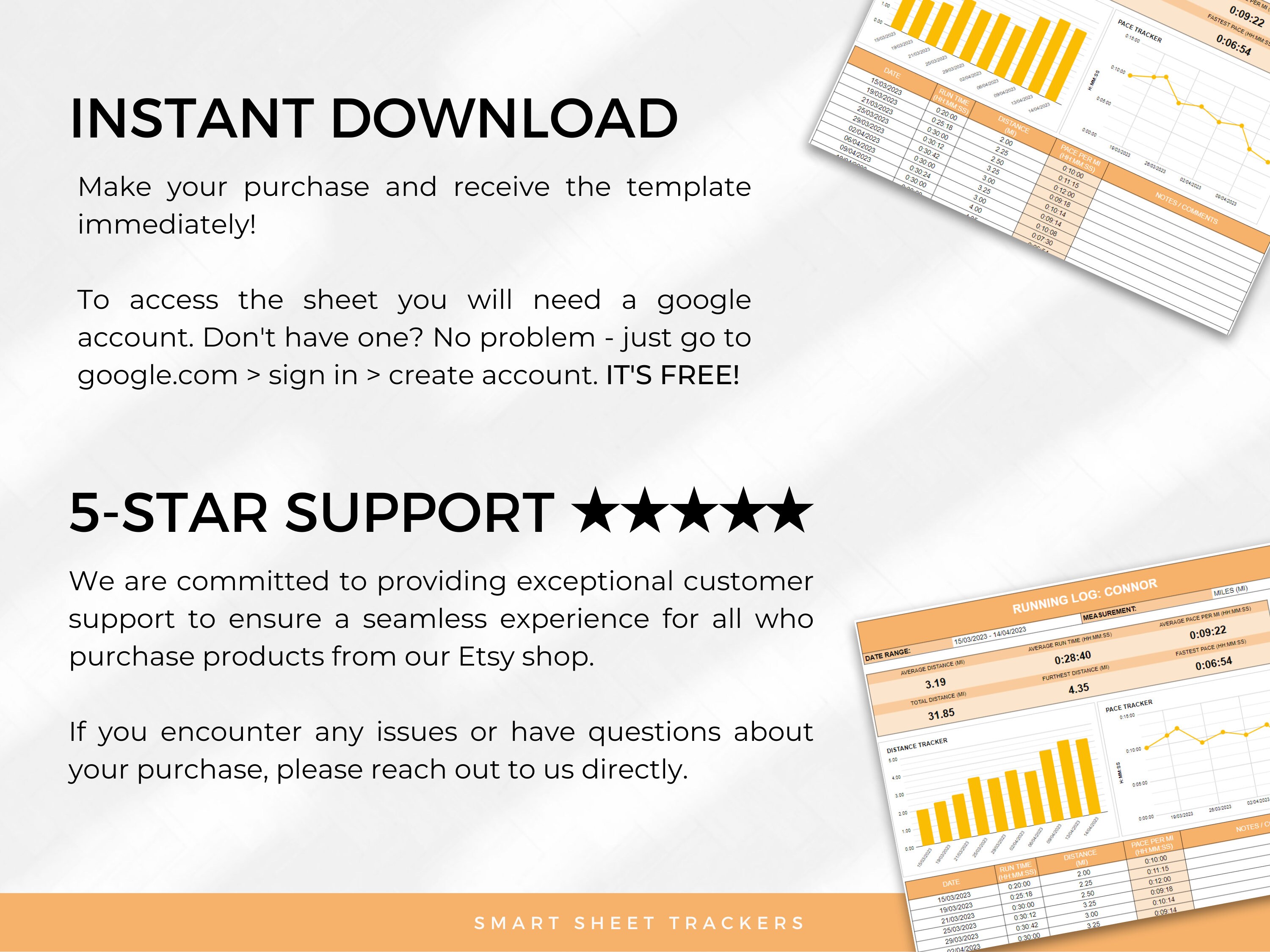 SIMPLE Digital Running Log Template for Google Sheets - Orange ...
