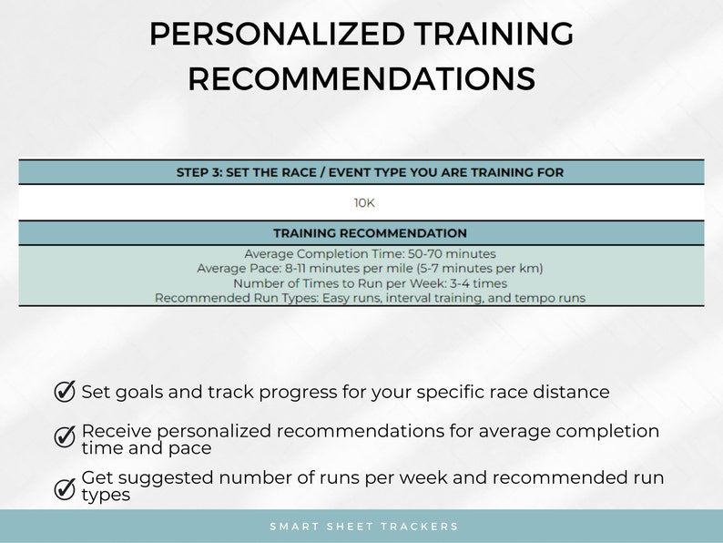 Marathon Training Log Spreadsheet for Google Sheets - Teal, Running Log ...