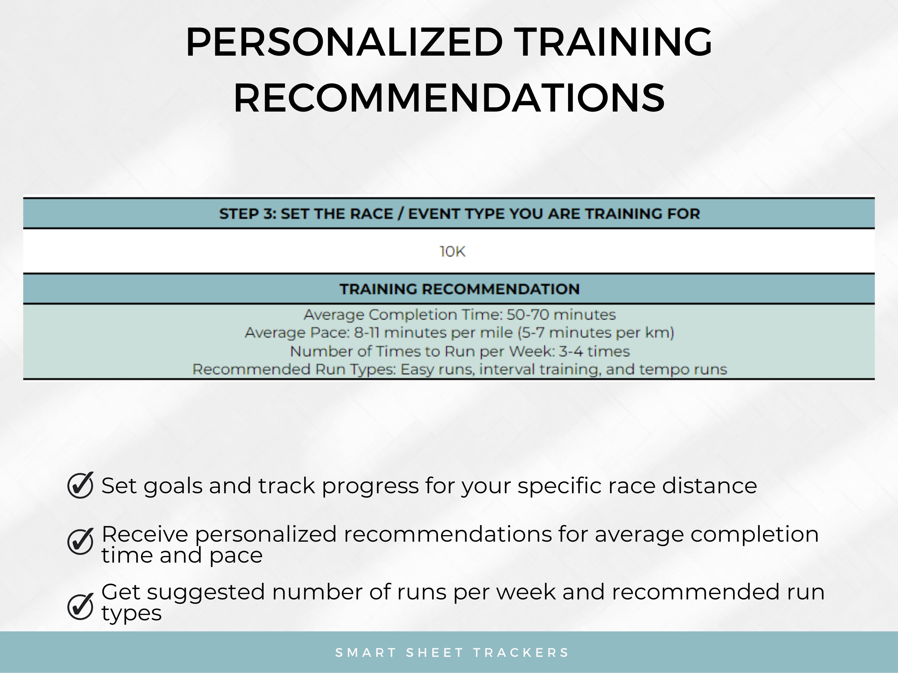 Marathon Training Log Spreadsheet for Google Sheets - Teal, Running Log ...