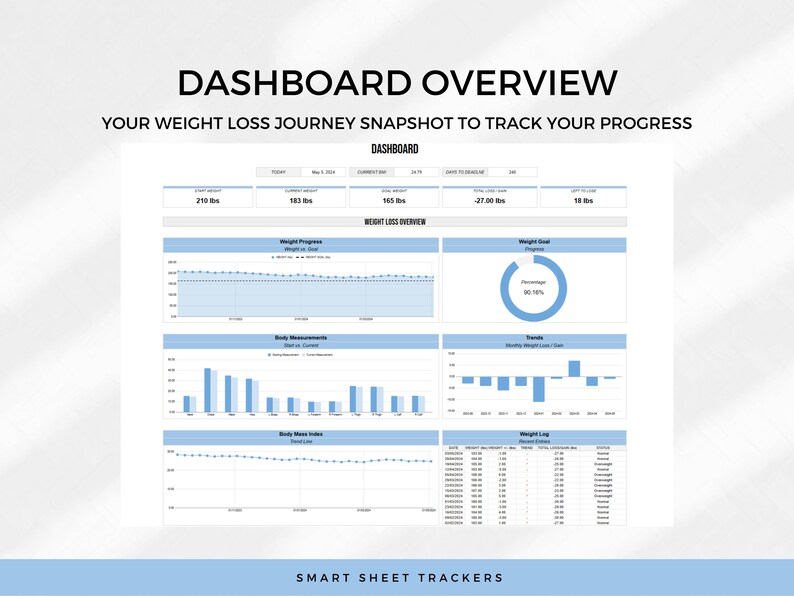 Weight Loss Tracker, Measurement Log, Weigh-in Chart, Weight Loss Log ...