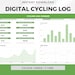 Digital Cycling Log Spreadsheet Template for Google Sheets - Green ...