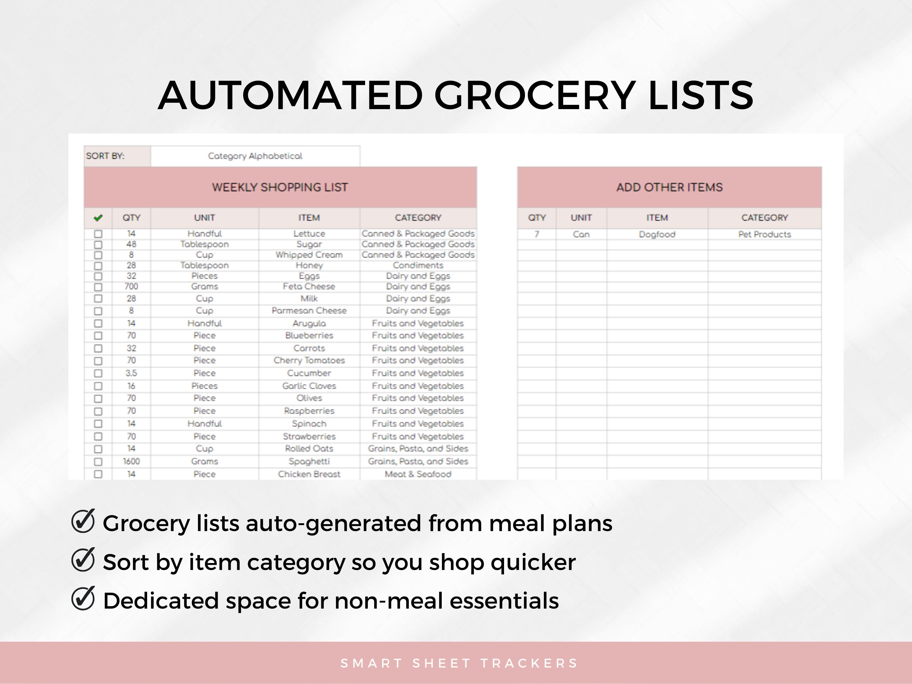 Weekly Meal Planner Spreadsheet for Google Sheets, Recipe Builder ...