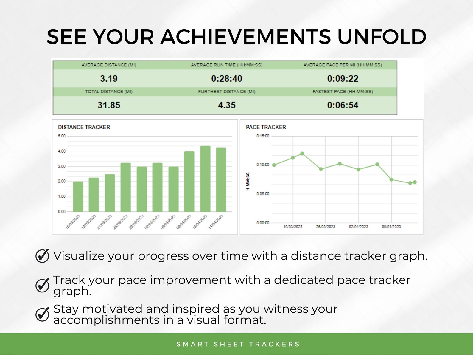 SIMPLE Digital Running Log Template for Google Sheets - Green, Running ...