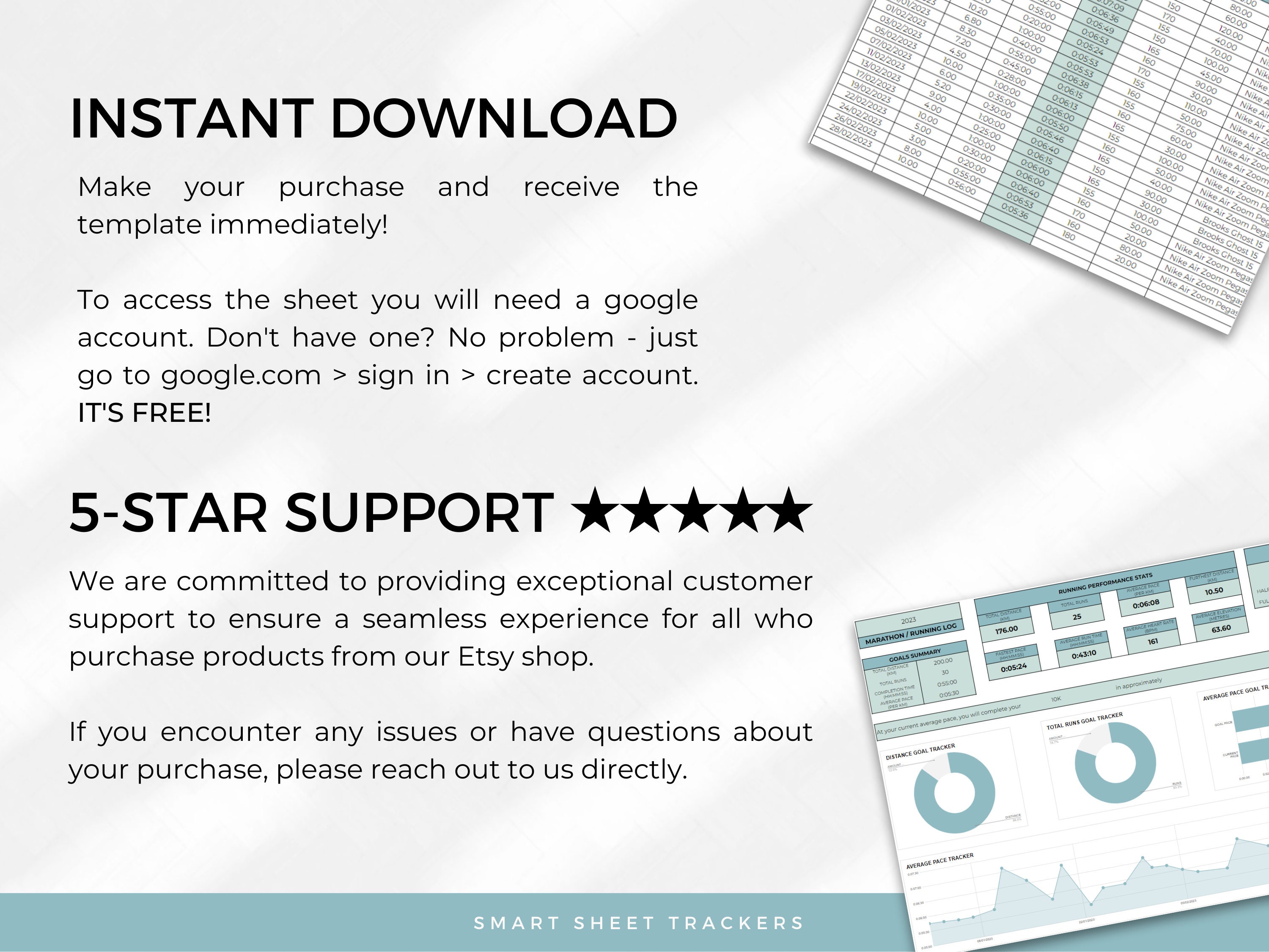 Marathon Training Log Spreadsheet for Google Sheets - Teal, Running Log ...