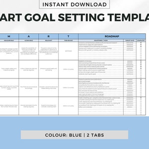 SMART Goal Setting Template for Google Sheets Blue Goal - Etsy