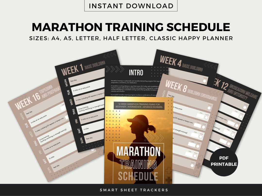 MARATHON Training Schedule PDF, Marathon Training Plan 16 Weeks ...