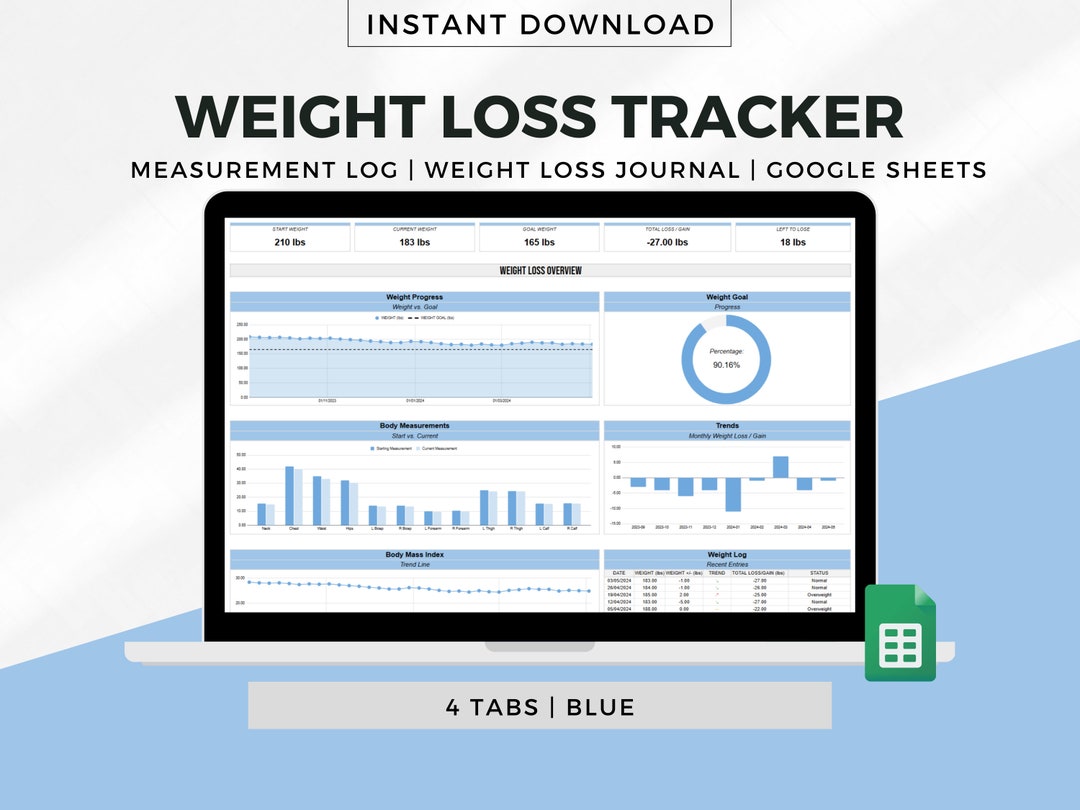 Weight Loss Tracker, Measurement Log, Weigh-in Chart, Weight Loss Log ...