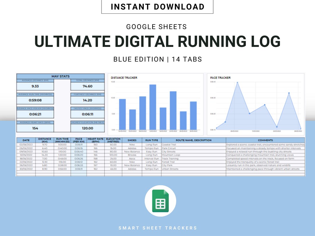 ULTIMATE Digital Running Log Spreadsheet Template for Google - Etsy