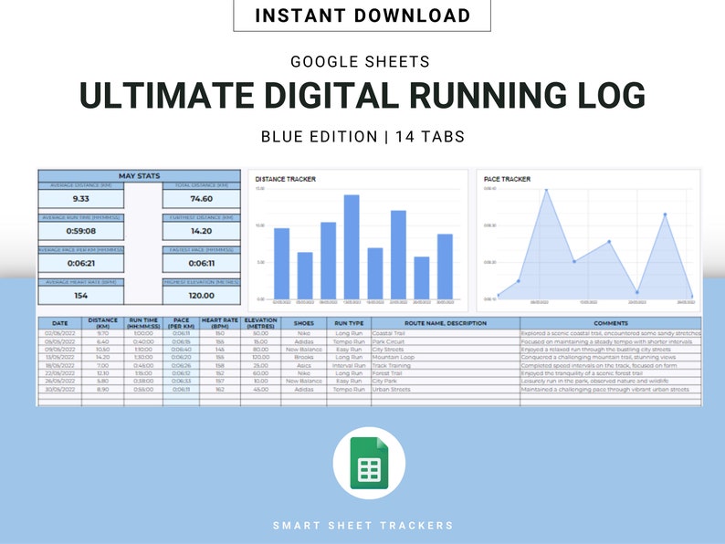 ULTIMATE Digital Running Log Spreadsheet Template for Google - Etsy