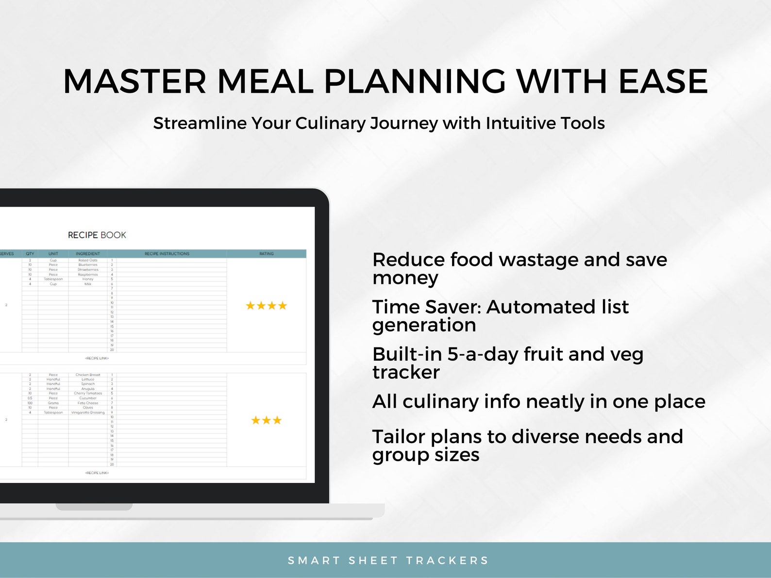 Weekly Meal Planner and Grocery List | Google Sheets Digital Template ...