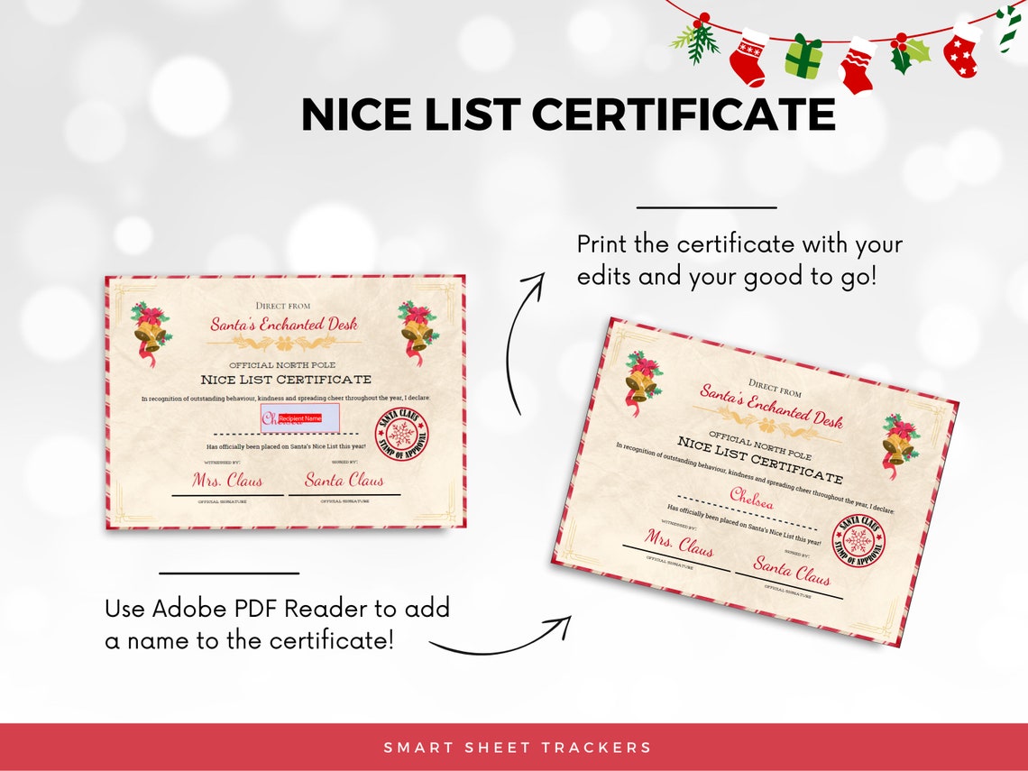 Letter From Santa and Nice List Certificate, Editable Letter From Santa ...