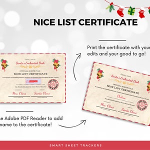 Letter From Santa and Nice List Certificate, Editable Letter From Santa ...