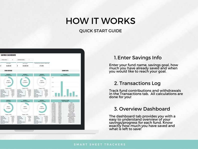 Savings Tracker Spreadsheet Google Sheets, Sinking Funds, Budget ...
