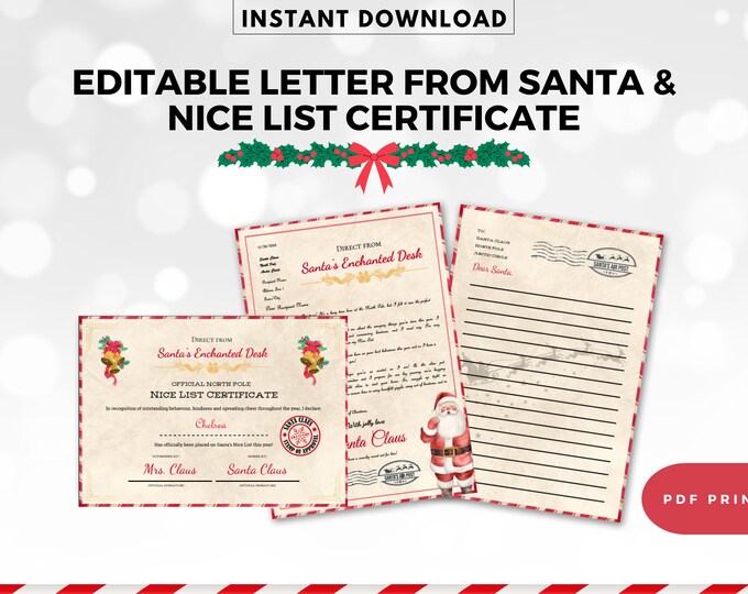 Nice List Letter From Santa - Etsy Canada