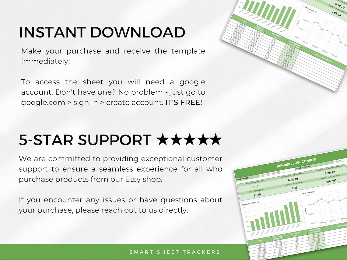 SIMPLE Digital Running Log Template for Google Sheets Green, Running ...
