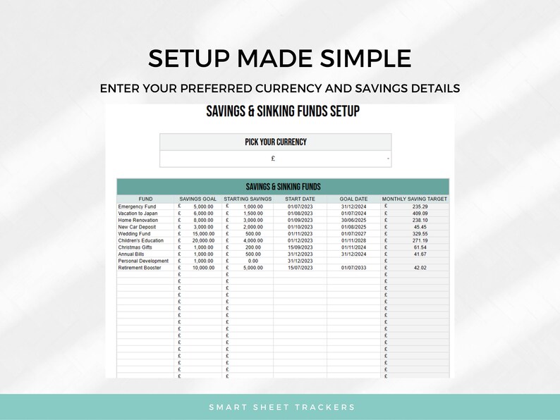 Savings Tracker Spreadsheet Google Sheets, Sinking Funds, Budget ...