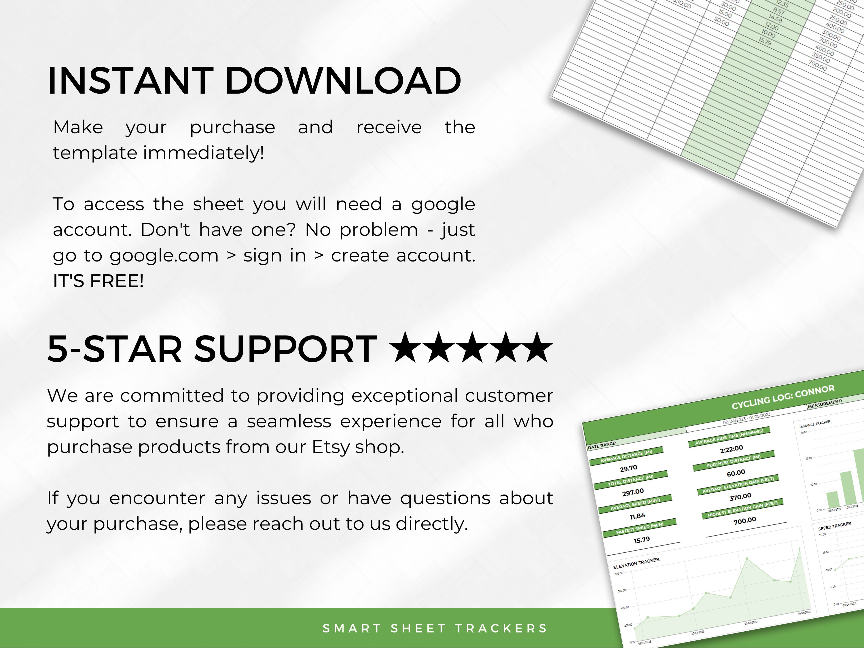 Digital Cycling Log Spreadsheet Template for Google Sheets - Green ...