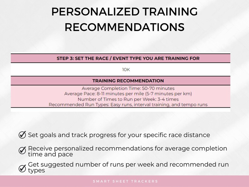 Marathon Training Log Spreadsheet for Google Sheets - Pink, Running Log ...