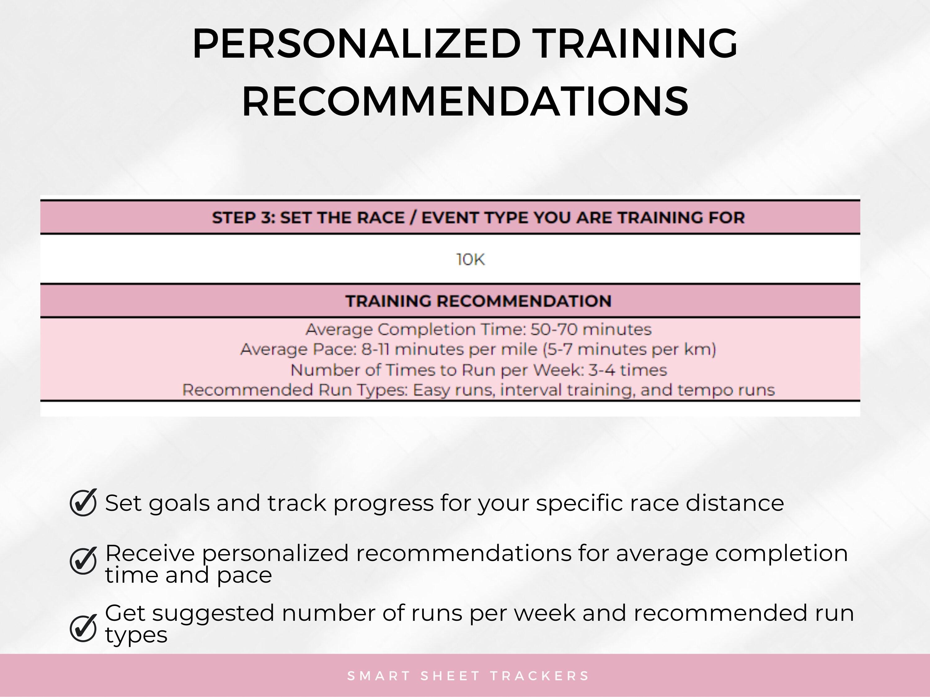 Marathon Training Log Spreadsheet for Google Sheets - Pink, Running Log ...