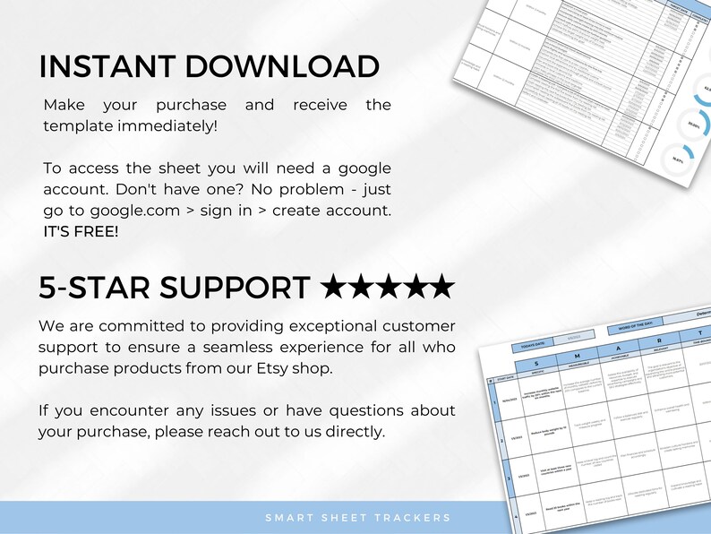 SMART Goal Setting Template for Google Sheets - Blue, Goal Planner ...