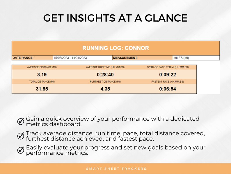 SIMPLE Digital Running Log Template for Google Sheets - Orange ...