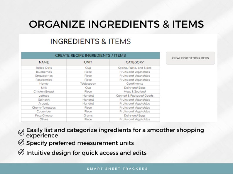 Weekly Meal Planner and Grocery List | Google Sheets Digital Template ...