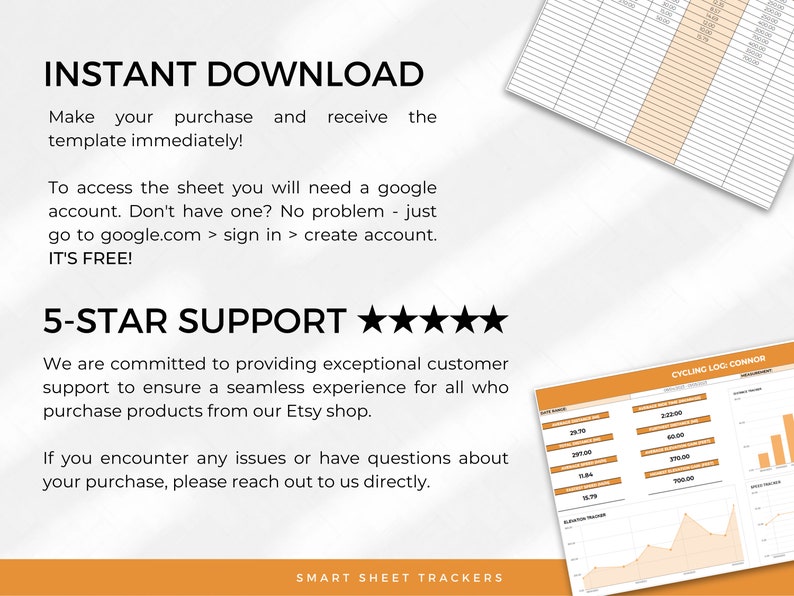 Digital Cycling Log Spreadsheet Template for Google Sheets - Orange ...