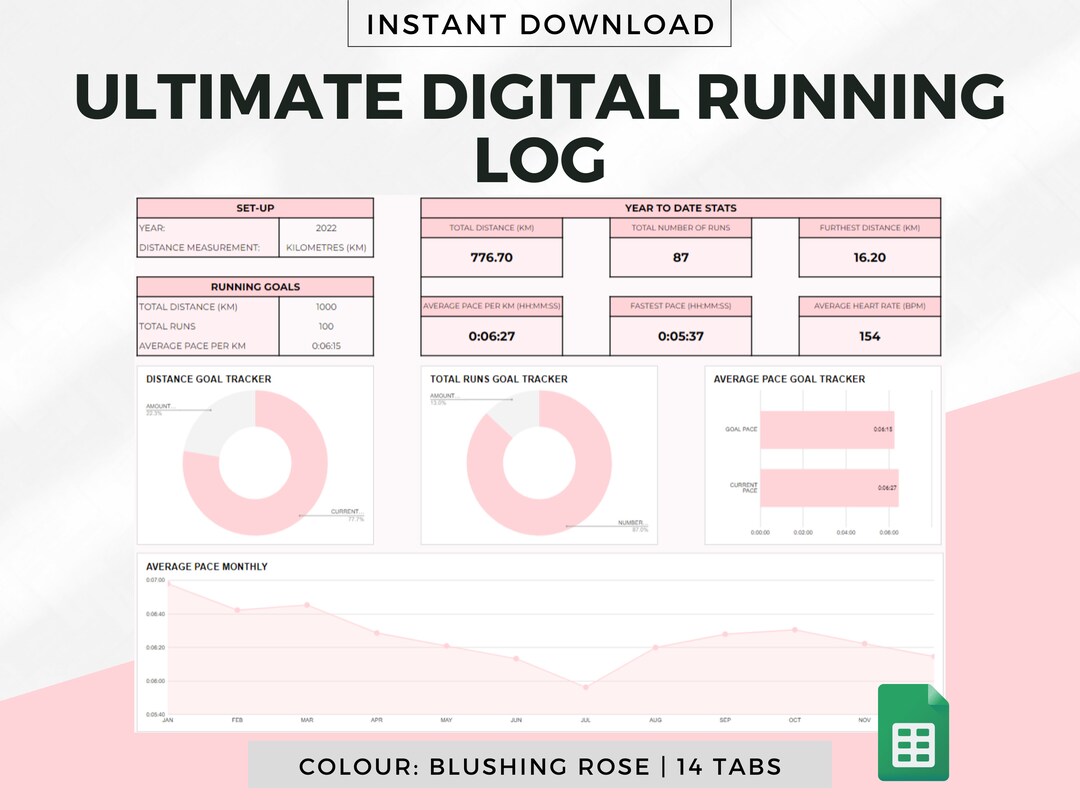 ULTIMATE Digital Running Log Spreadsheet Template for Google - Etsy UK