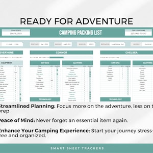 CAMPING Packing List Spreadsheet Template for Google Sheets, Packing ...